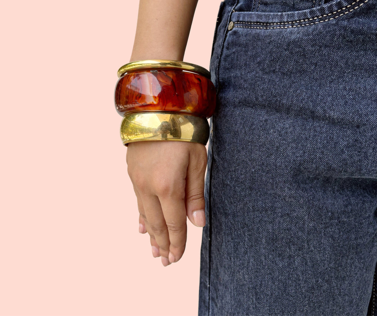 HONEY FLARE RESIN BANGLE STACK - 2.6 – UnfoldSelf